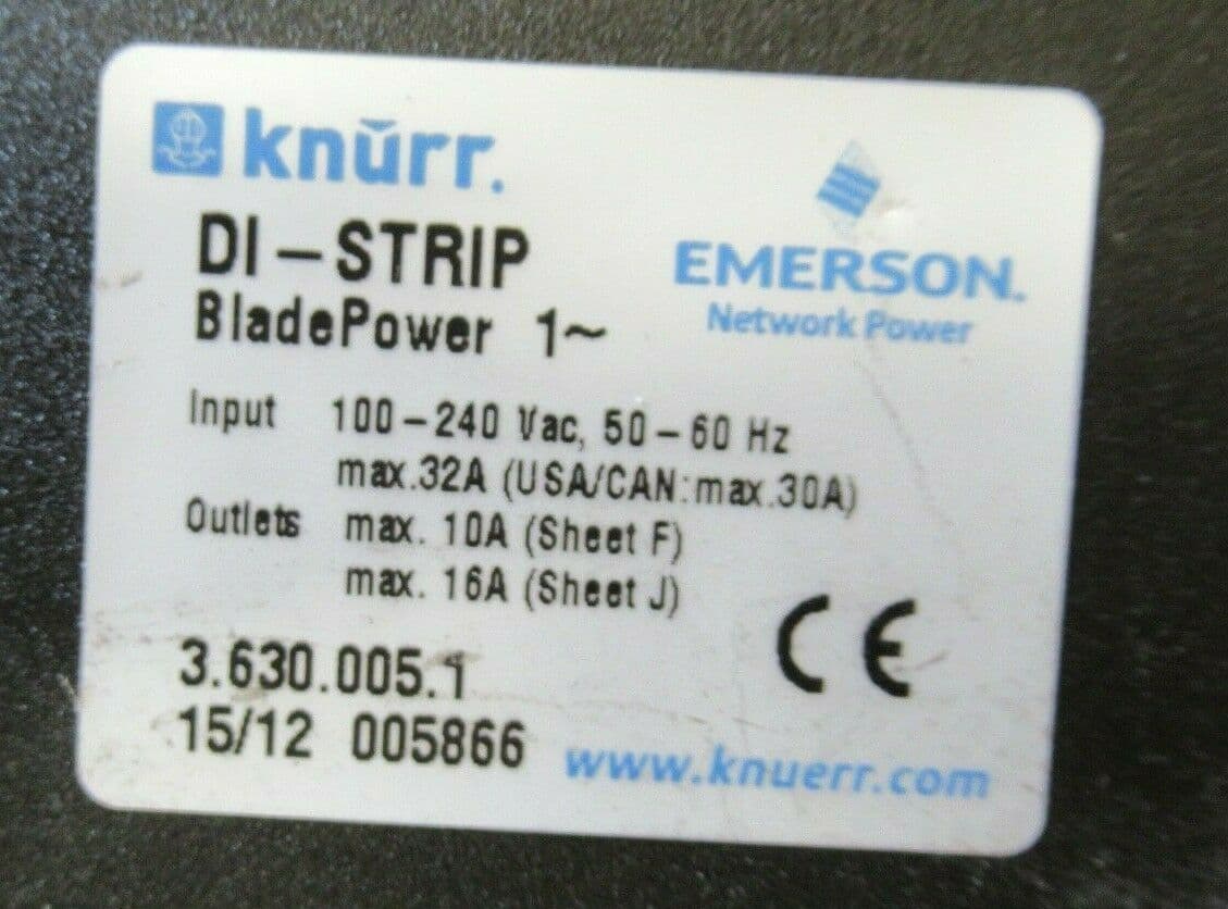 Knurr 3 630 005 1 5 Outlet Di-Strip BladePower 1 Rack Mount PDU 2xC13 ...