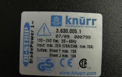 Knurr Di-Strip BladePower 1 Rack Mount Power Distribution Unit PDU 3 ...