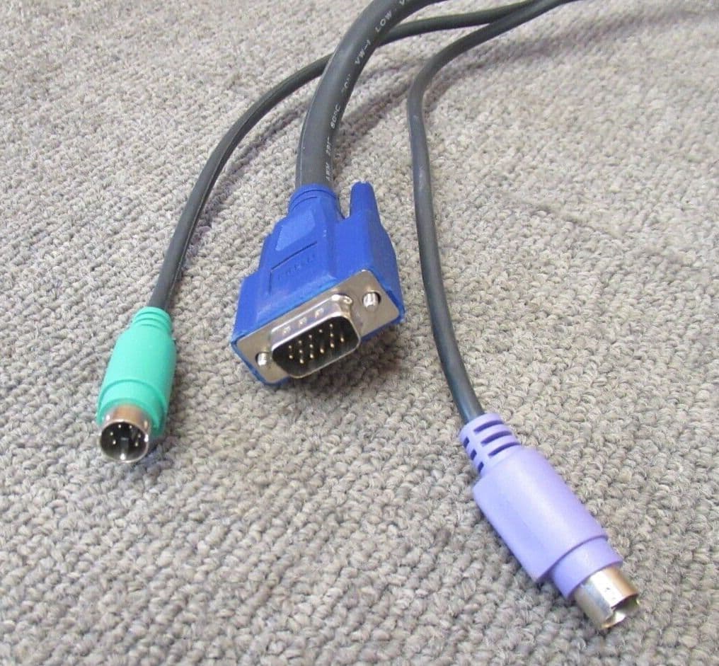 KVM Switch Cable Black 3M VGA 14 Pin Male PS/2 To VGA 14 Pin Male PS/2