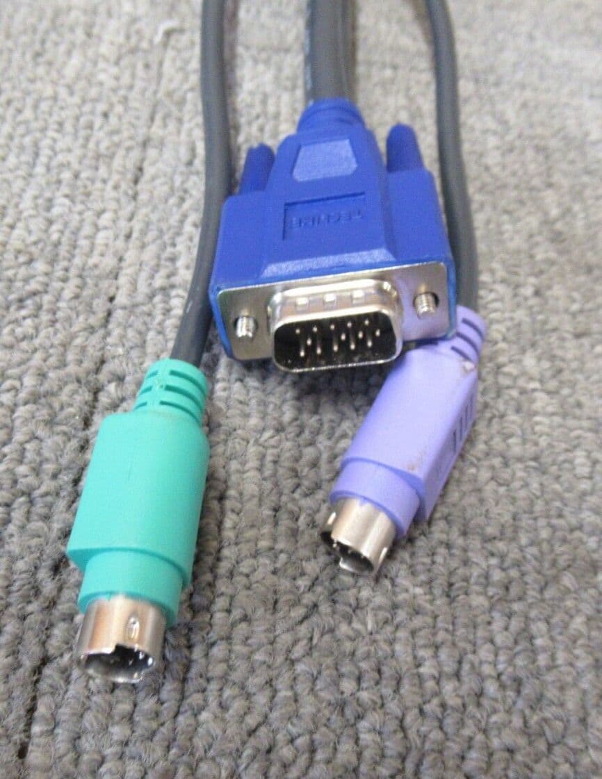 KVM Switch Cable Black 3M VGA 14 Pin Male PS/2 To VGA 14 Pin Male PS/2