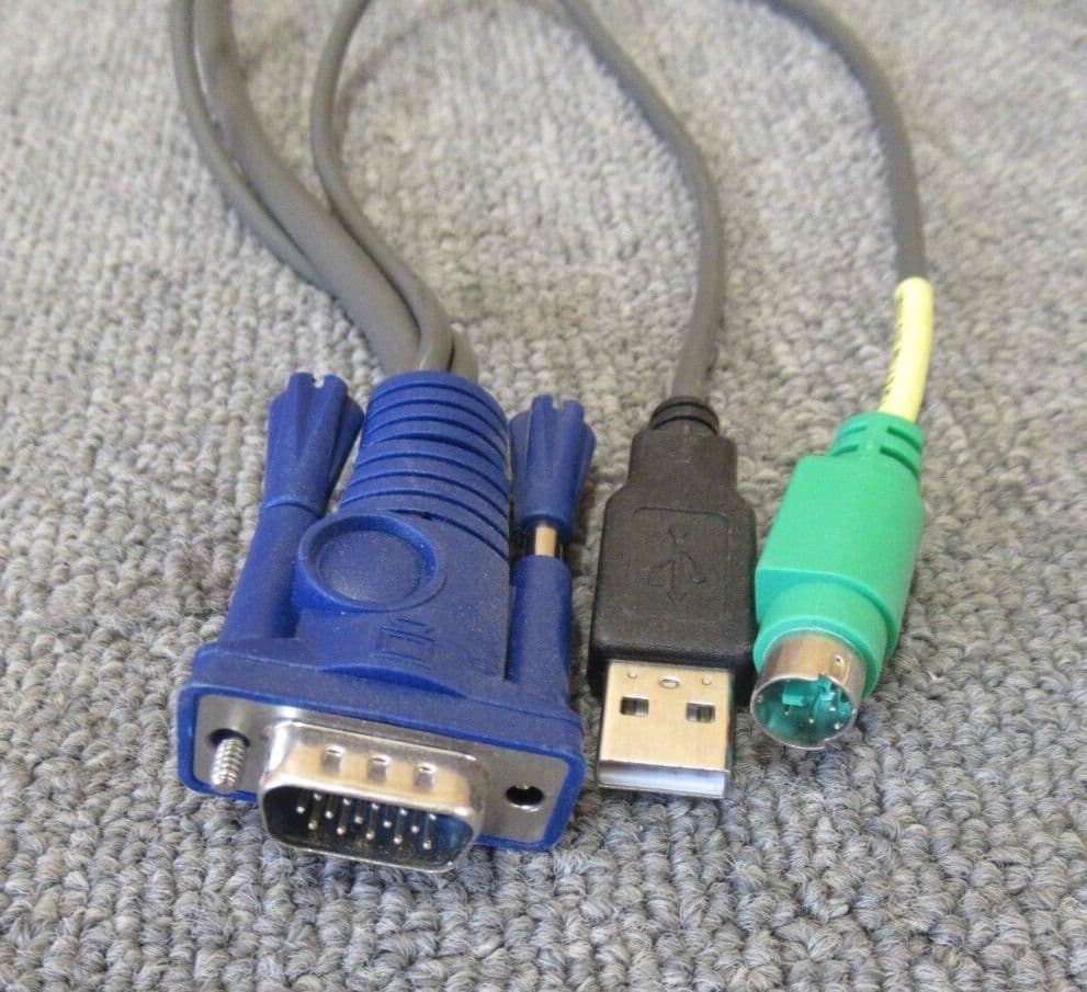 KVM Switch Cable Grey 1 5M VGA 15 Pin Male To VGA 15 Pin Male PS/2 USB