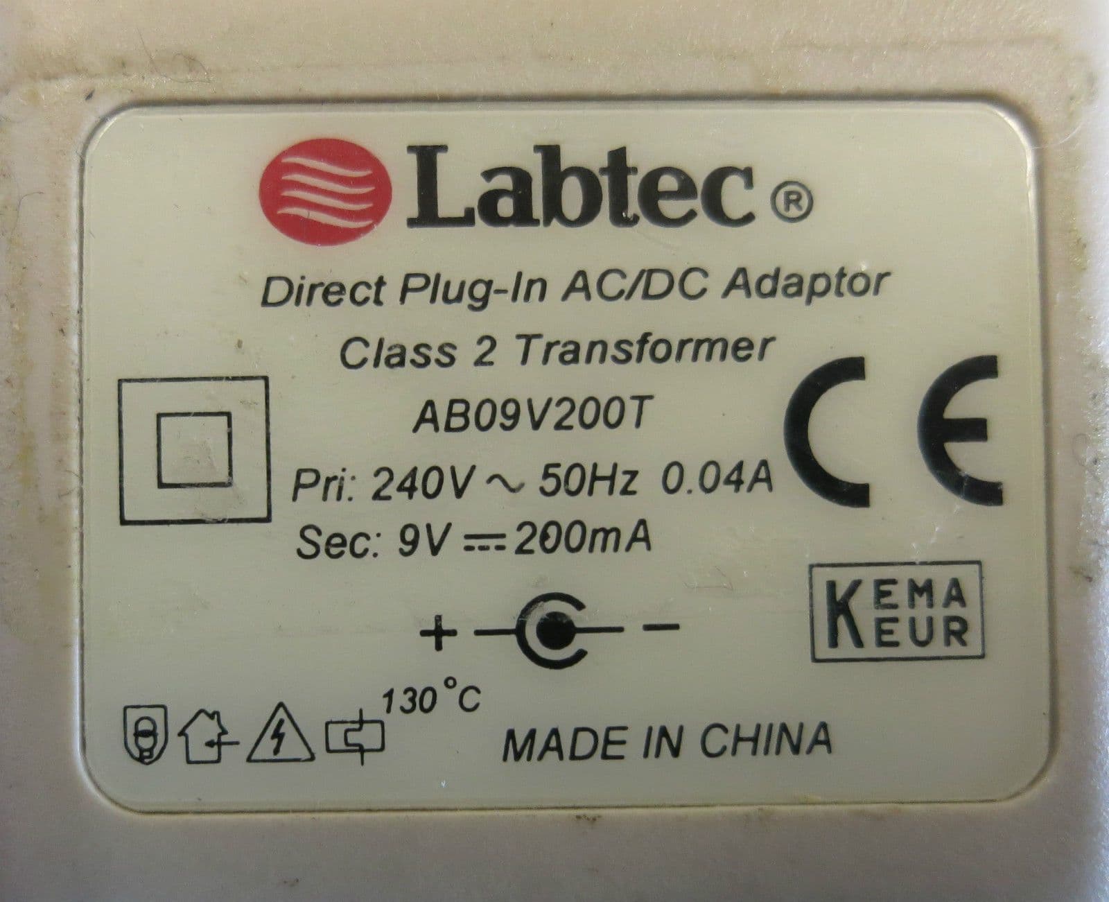 Lamtec AB09V200T Direct Plug-in UK Plug Class 2 Transformer AC Adapter ...