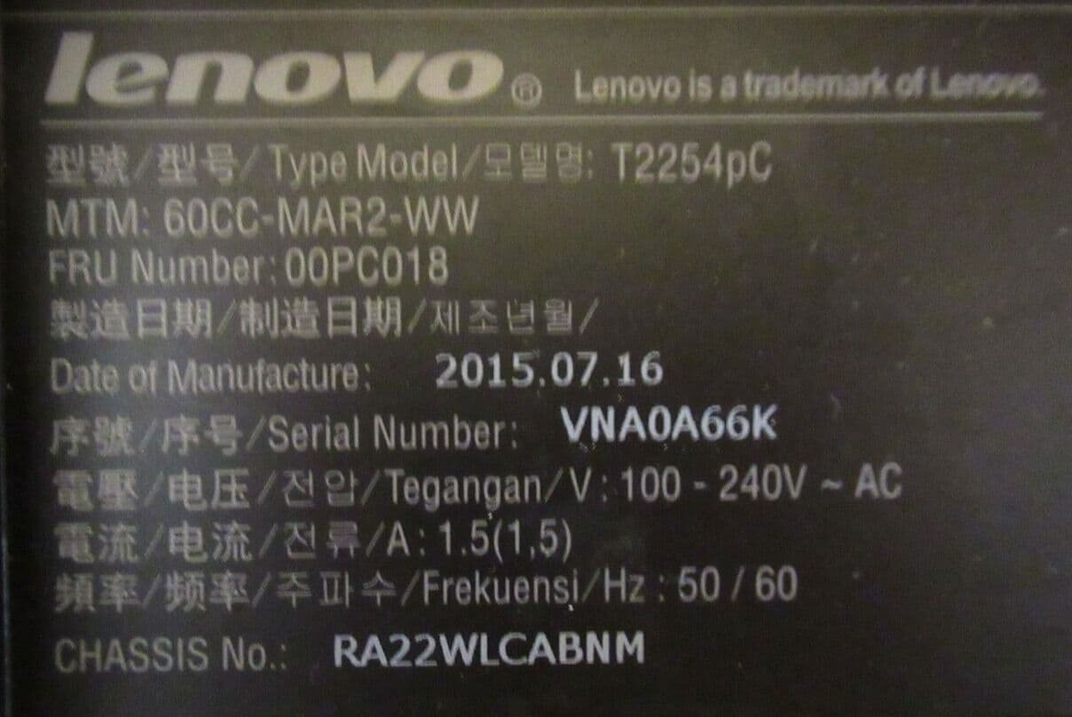 Lenovo ThinkPad T2254PC 22" LCD TFT LED Widescreen Monitor VGA HDMI DP ...