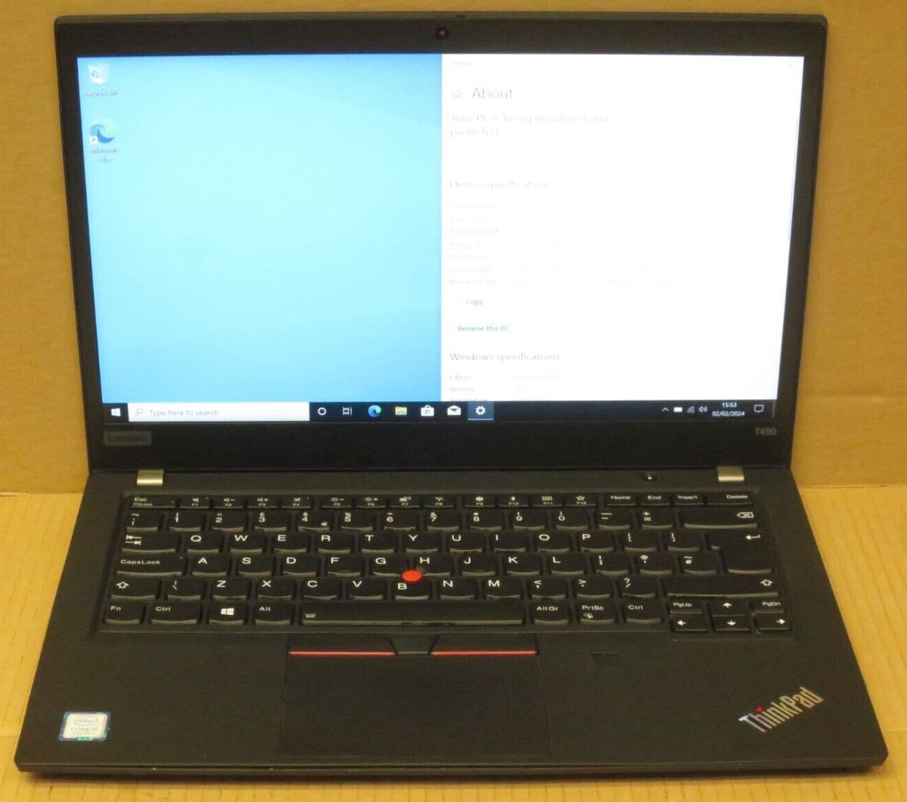 Lenovo ThinkPad T490 14" 1080p i5-8265U 1 6Ghz 8GB DDR4 256GB NVME ...