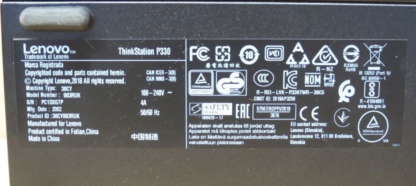 Lenovo ThinkStation P330 LGA1151 40GB Ram 512GB SSD P2000 Workstation PC