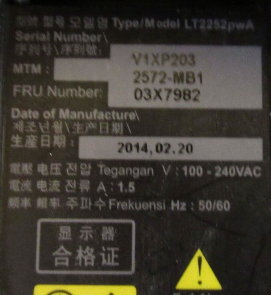 Lenovo ThinkVision LT2252PWA 2572MB1 22" LCD TFT LED Wide Monitor VGA ...