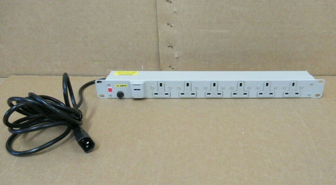 Lindy 6 Way UK 3 Pin Rackmount PDU For Rack Cabinet Server Room Data Center