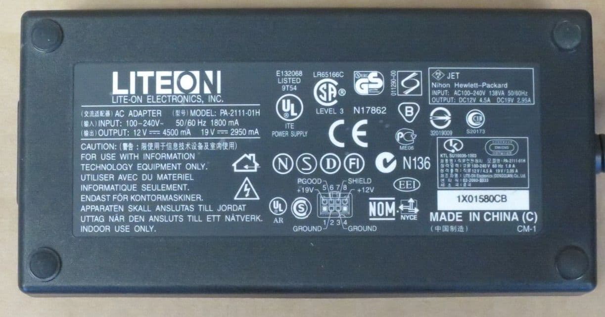 Liteon PA-2111-01H AC Mains Power Adapter 100-240V 12v 4 5A/19v 2 95A ...
