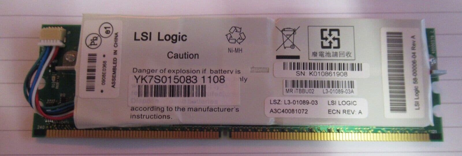 LSI Logic MRiTBBU02 L3-01089-03A MegaRAID Transportable Battery Backup Unit