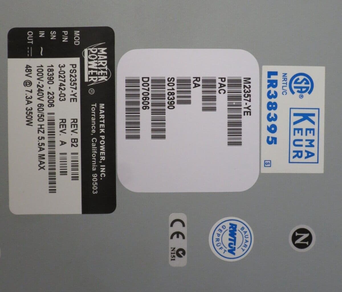 Martek Power 48v 7 3A 350W 100-240V Power Supply - 3-02742-03 for IBM ...