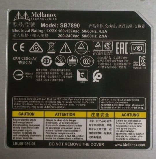 Mellanox IBM SB7890 36 100Gb/s QSFP28 EDR Infiniband Externally Managed ...