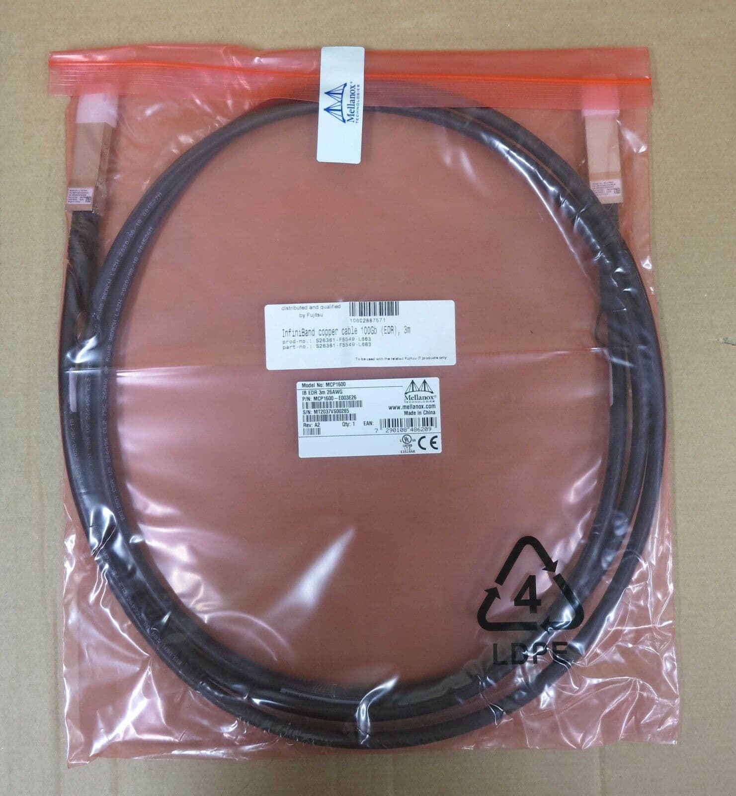 Mellanox Passive Copper Cable IB EDR up to 100Gb/s QSFP28 MCP1600-E003E26