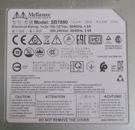 Mellanox SB7890 36x 100Gb/s QSFP28 EDR Infiniband Externally Managed Switch