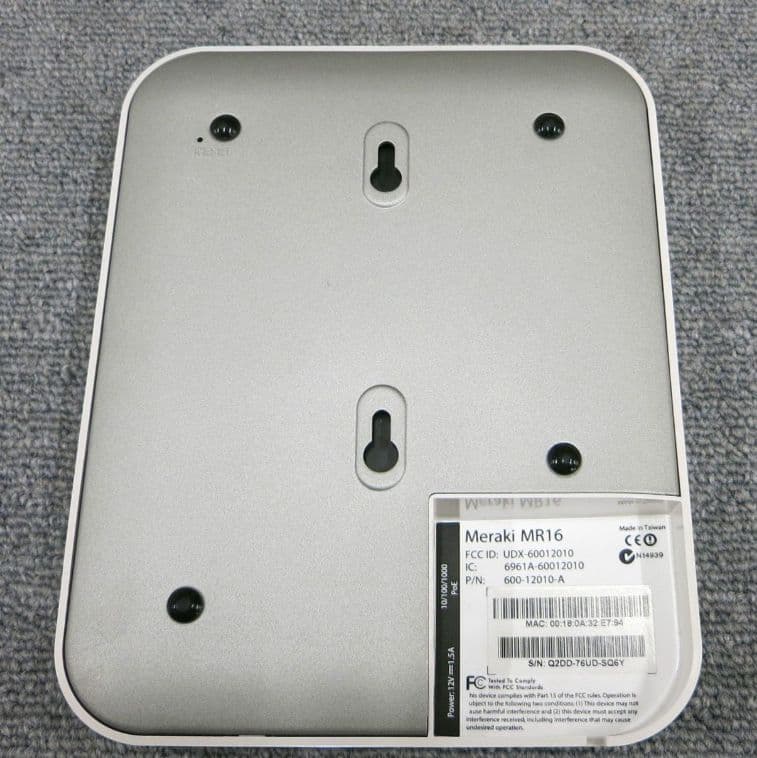 Meraki MR16 Wireless N Cloud Managed Gigabit PoE Access Point 600-12010-A