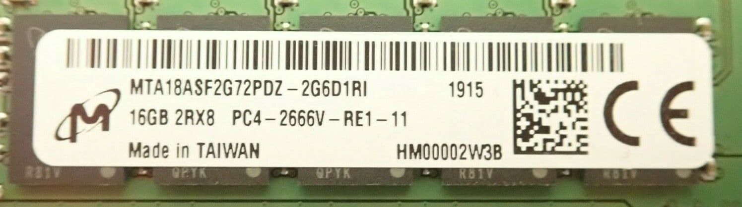 Micron 16GB 2RX8 DDR4-2666 PC4-21300 ECC 288-Pin Memory MTA18ASF2G72PDZ ...