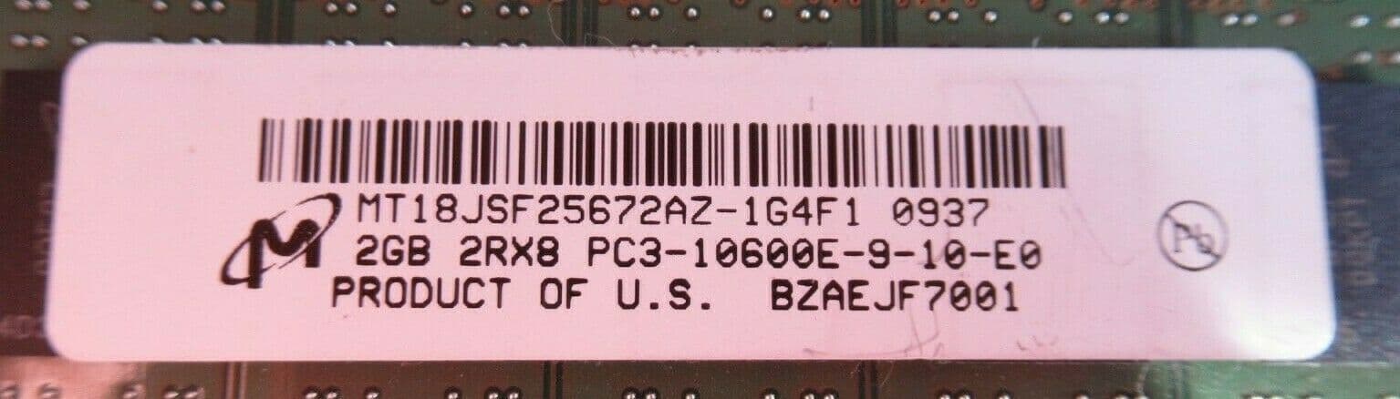 Micron MT18JSF25672AZ-1G4F1 500209-061 2GB PC3-10600 DDR3 ECC CL9 240P ...