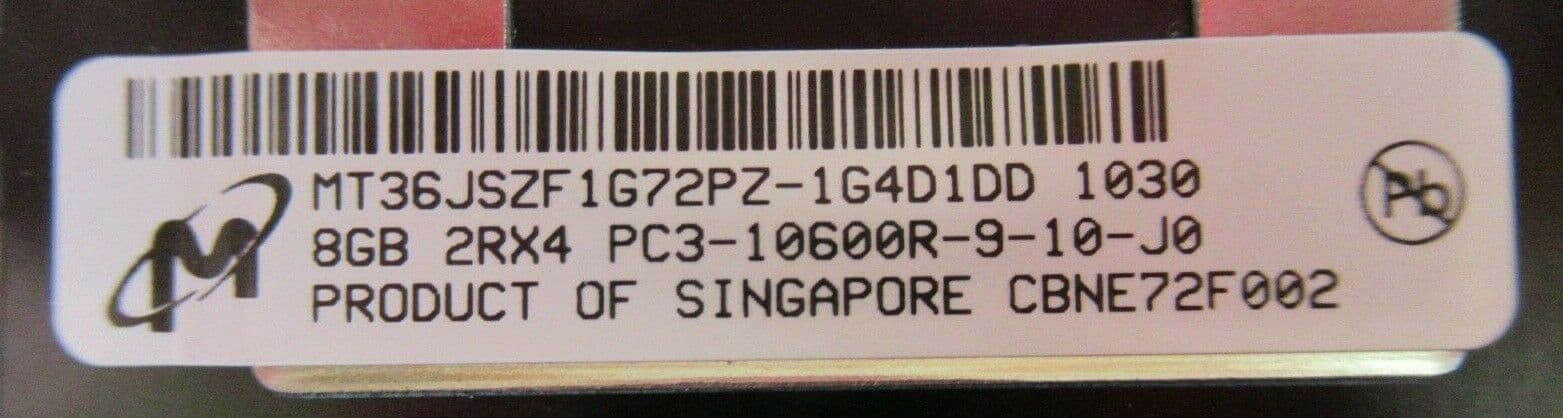Micron MT36JSZF1G72PZ-1G4D1DD 8GB PC3-10600 DDR3 ECC CL9 240P Memory