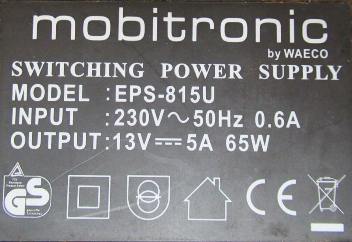 Mobitronic EPS-815U EU Plug Switching AC Power Adapter 65W 13V 5A