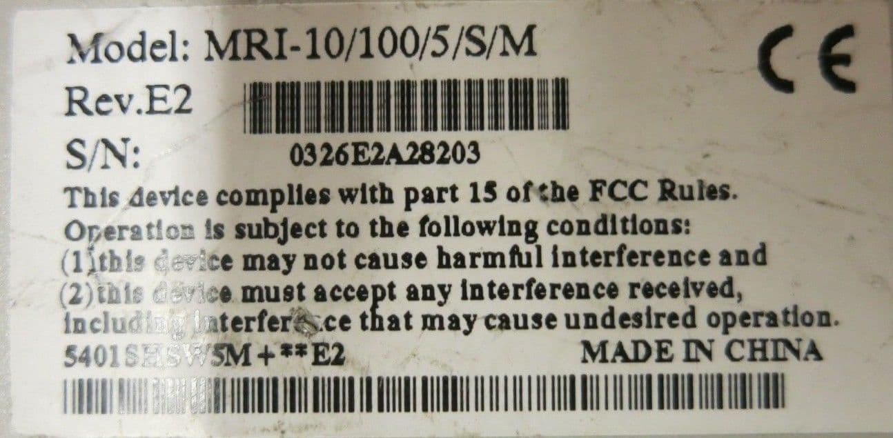 MRI 5 Port Fast Ethernet Network Hub With AC Power Adapter MRI-10/100/5/G/M
