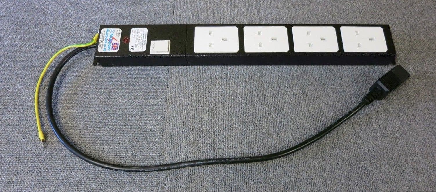 Multipoint Electropatent Black/White 4 Way UK Mains Under Desk Power Module