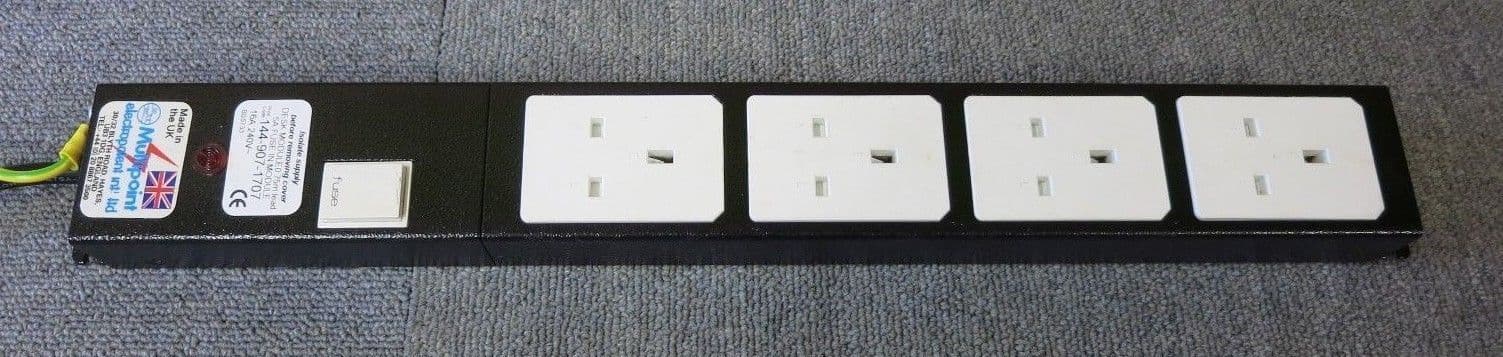 Multipoint Electropatent Black/White 4 Way UK Mains Under Desk Power Module