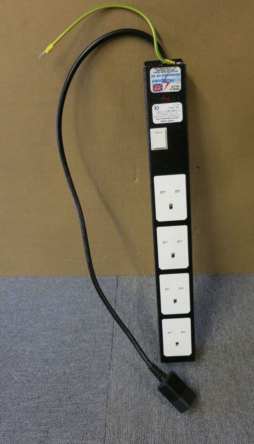 Multipoint Electropatent Black/White 4 Way UK Mains Under Desk Power Module