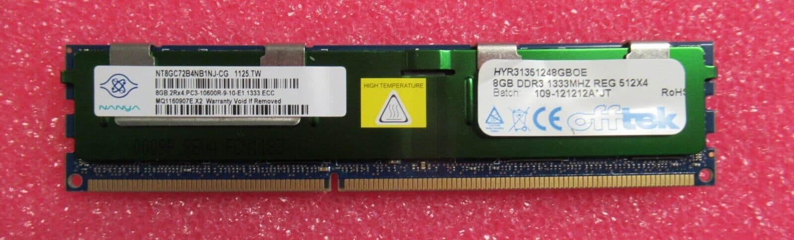Nanya 8GB 2Rx4 DDR3 PC3-10600R 1333Mhz Server Memory RAM NT8GC72B4NB1NJ-CG