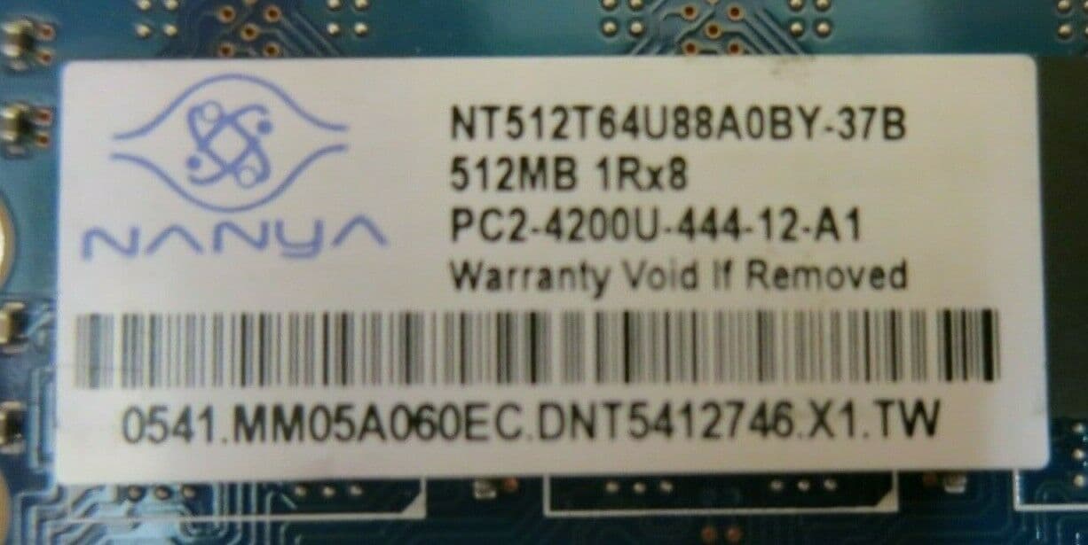 Nanya NT512T64U88A0BY-37B 2GB 4x512MB PC2-4200 DDR2-non-ECC CL4 240P Memory