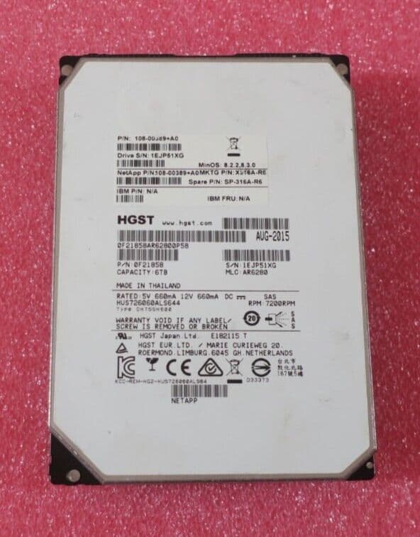 NetApp 6TB 7 2K SAS 6Gb/s 64MB Cache 3 5& x22; HDD X316A-R6 SP-316A-R6 ...