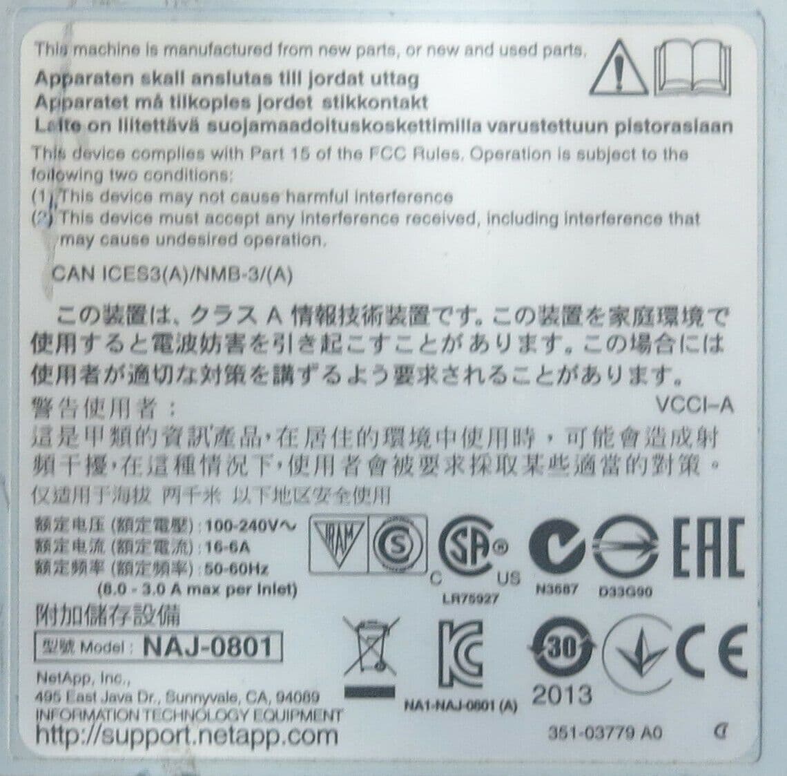 NetApp DS4243 NAJ-0801 Array 46TB 23x 2TB HDD X306A-R5 2x Controllers ...