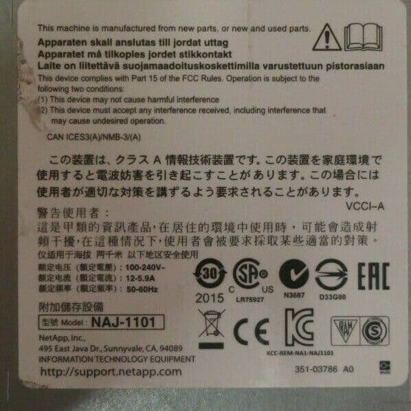 NetApp DS4486 24 x Dual Tandem caddies 2x IOM6 4x 750W PSU 4U Expansion ...