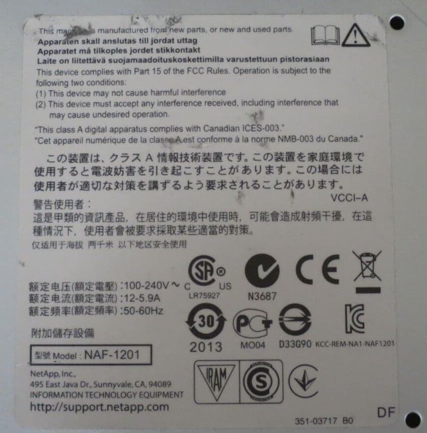 NetApp FAS2220 12x 3 5" Bay 2U Storage System NAF-1201 1x CTRL 111 ...