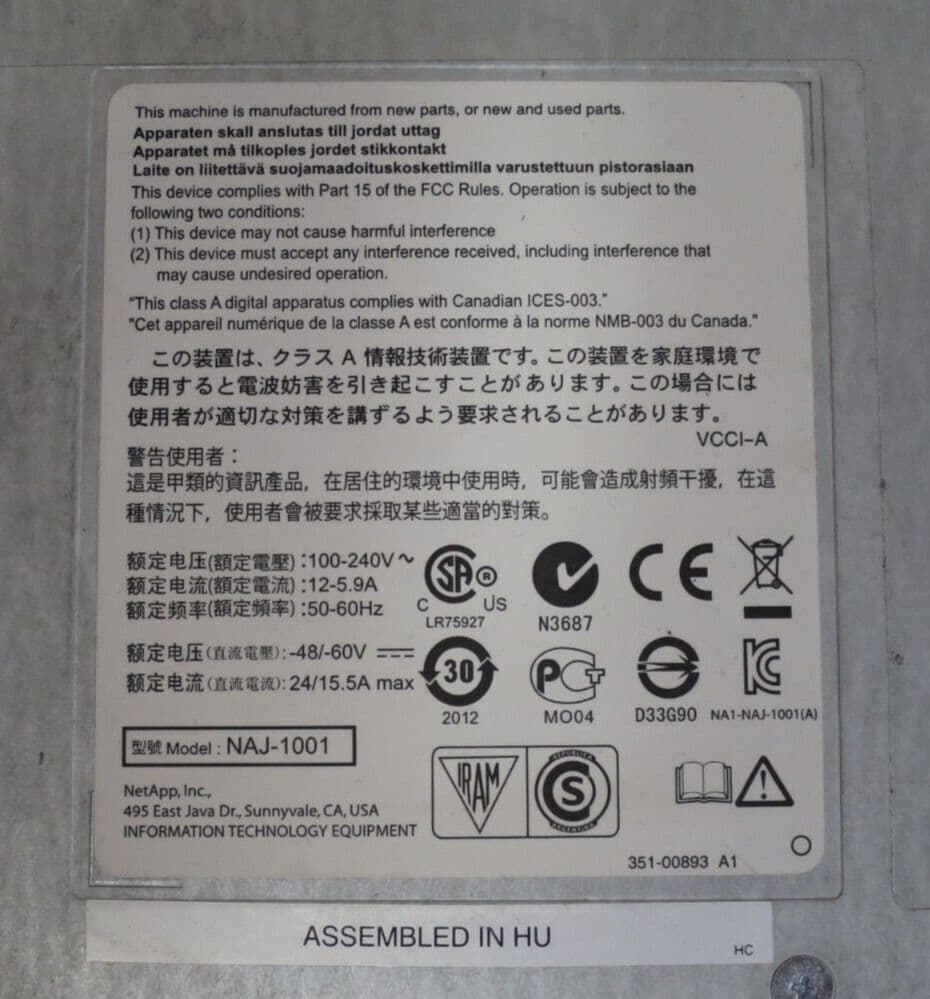 NetApp FAS2240-2 NAJ-1001 Disk Array 23x 600GB 10K HDD X425A-R6 1x CTRL ...