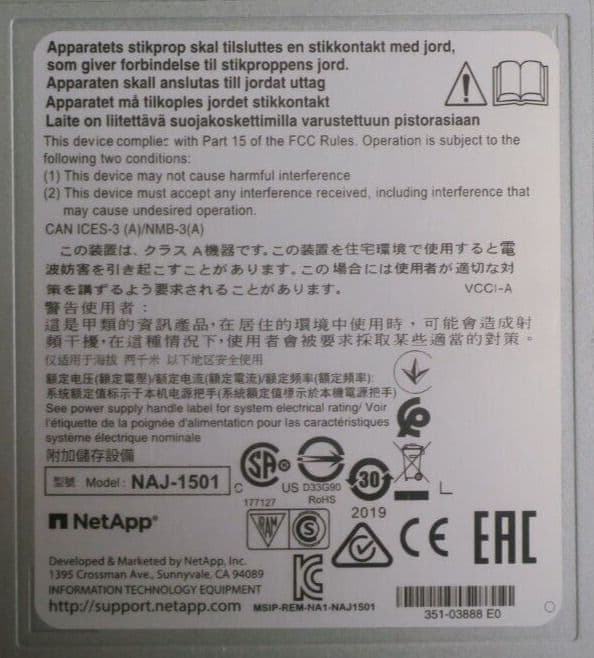 NetApp FAS2750 NAJ-1501 2U 24x 2 5" Bay Storage Array Only - No Controllers