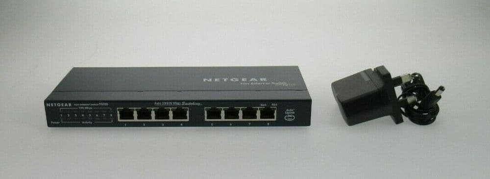 Netgear FS108 8-Port 10/100Mbp/s Fast Ethernet Network Switch Hub W/ AC ...