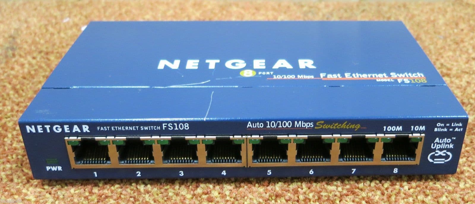 Netgear FS108 8-Port 10/100Mbp/s Fast Ethernet Network Switch With PSU