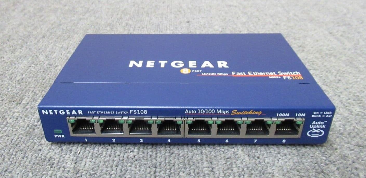 Netgear FS108 v2 8-Port 10/100Mbp/s Fast Ethernet Unmanaged Switch With ...