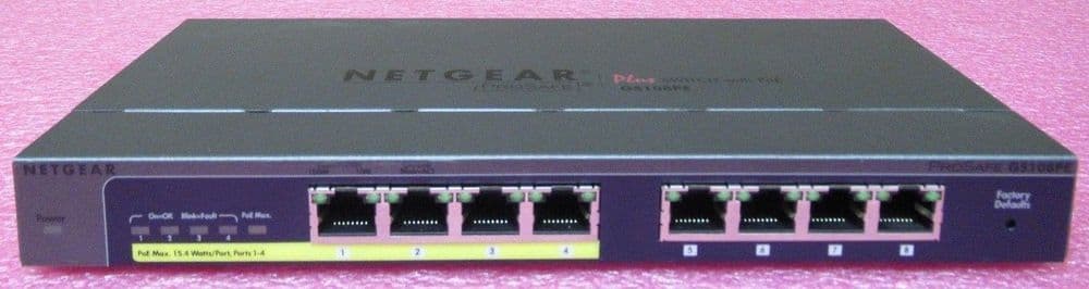 Netgear GS108PE ProSafe Plus 8x Port Managed Gigabit Switch 4x PoE Port ...