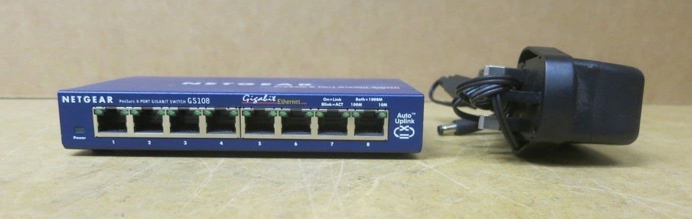 NetGear GS108v3 Prosafe 8 Port Gigabit Ethernet Desktop Switch W Power ...