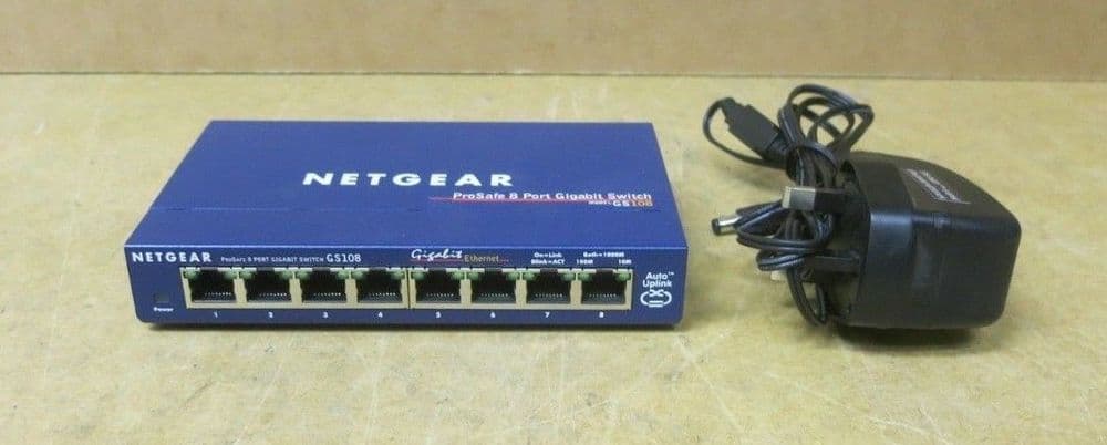 NetGear GS108v3 Prosafe 8 Port Gigabit Ethernet Desktop Switch W Power ...