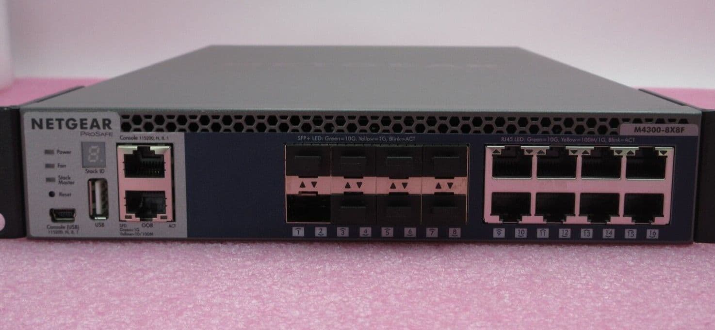 Netgear ProSafe M4300-8X8F 16-Port 10Gb 8xSFP 8xRJ45 Half-Width Network ...