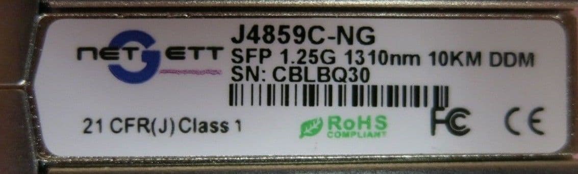 Netgett J4859C-NG 1 25G 1310nm 10KM SFP Singlemode LC Transceiver Module
