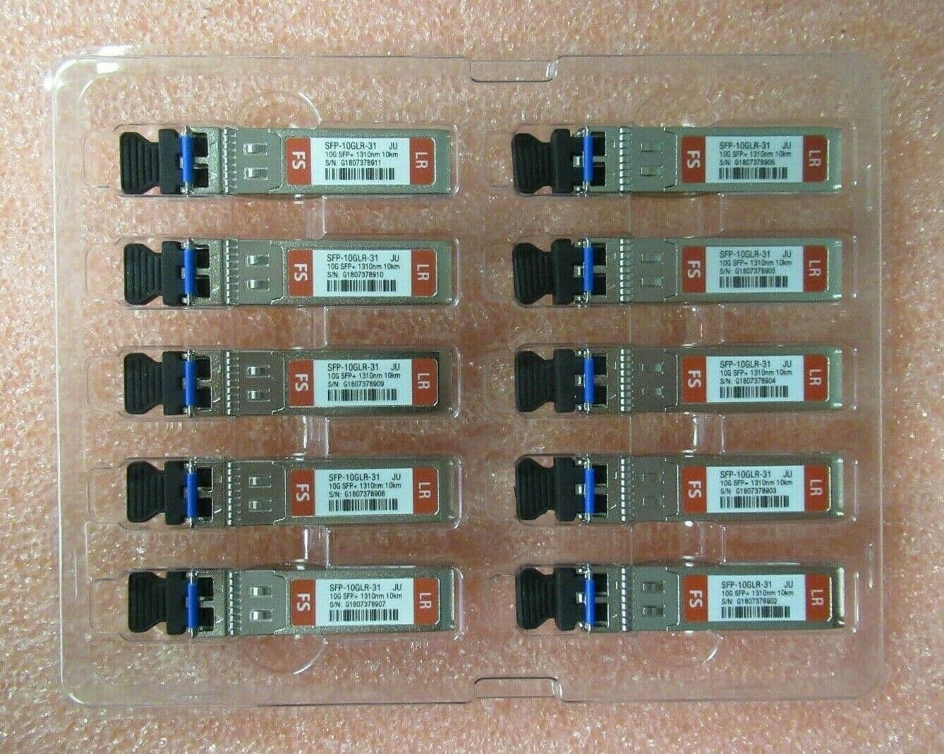 NEW 10 x FS Juniper SFP-10GLR-31 10G 1310nm 10km SFP Transceiver Module