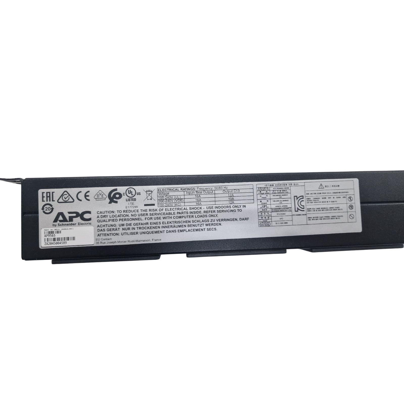 NEW APC AP9565 Rack PDU 1U 16A 230V 12x C13 IEC-C20 Power Distribution Unit
