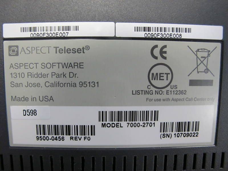 NEW Aspect Black TeleSet 3 Call Centre IP Turret Desk Phone 7000-2701 DS9B