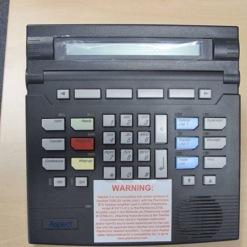 NEW Aspect Black TeleSet 3 Call Centre IP Turret Desk Phone 7000-2701 DS9B