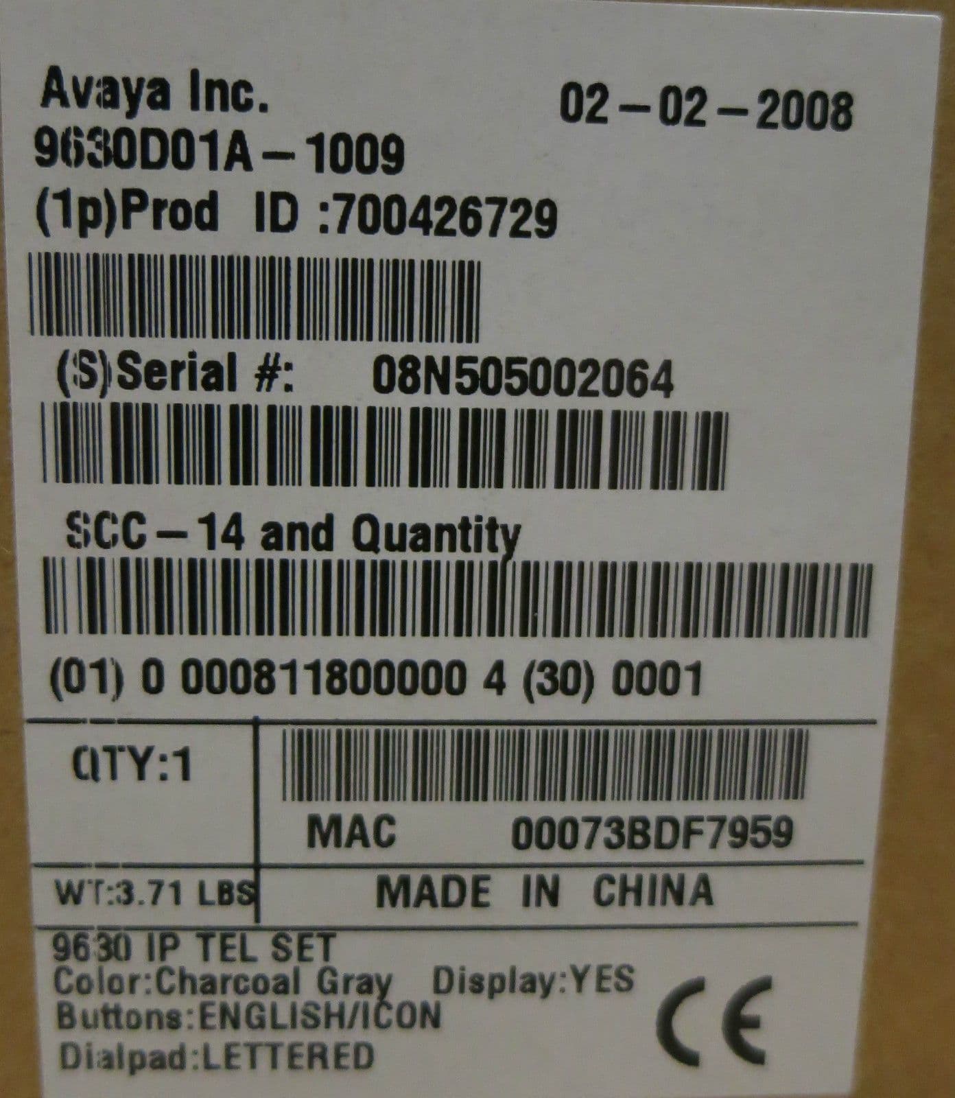 New Avaya 9630 IP Business Display Phone Telephone 9630D01A-1009