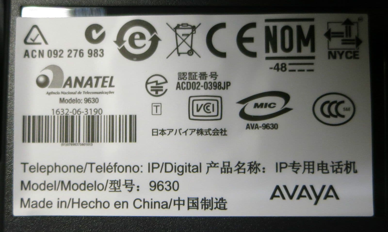 New Avaya 9630 IP VOIP Business Phone With Display 9630D01A-1009 700426729