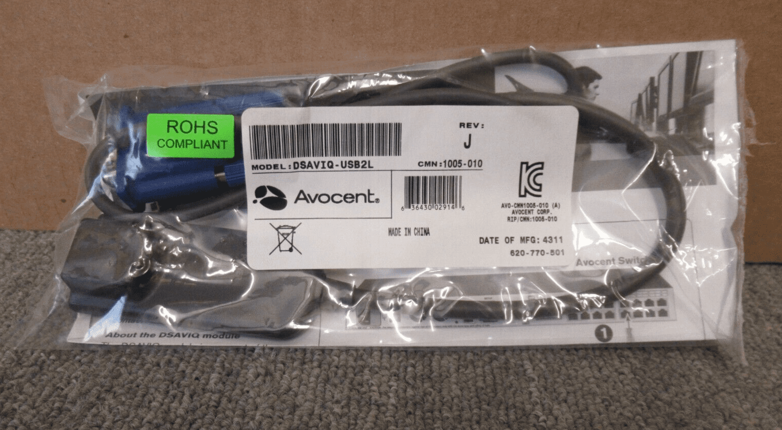 New Avocent DSAVIQ-USB2L KVM Virtual Media Interface Module VGA USB RJ45