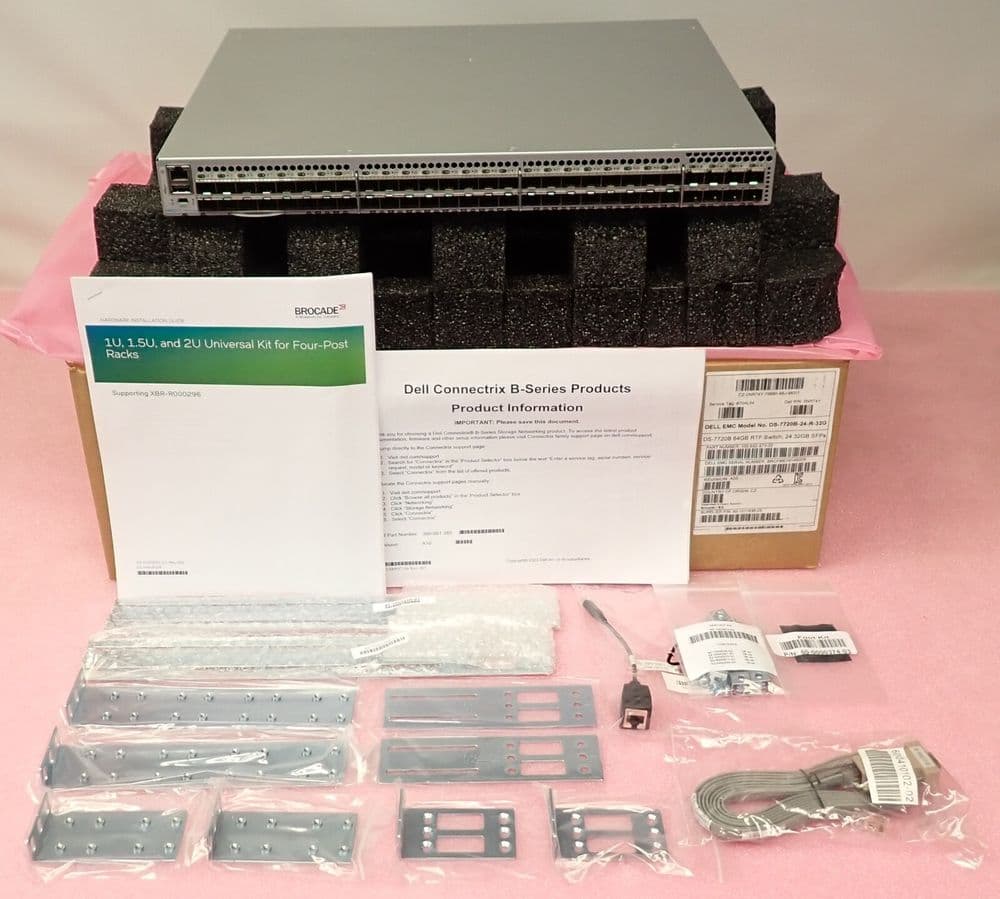 New Brocade Dell EMC DS-7720B G720 48x 64GbE SFP 8x 2x64G SFP-DD 24Act ...